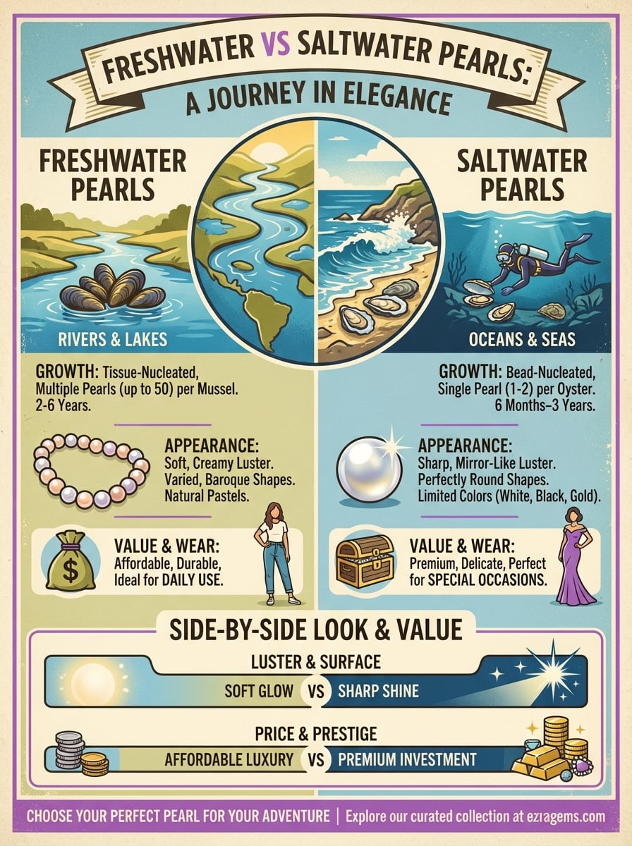 Freshwater vs Saltwater Pearls: Differences & Buying Guide – Ezra Gems