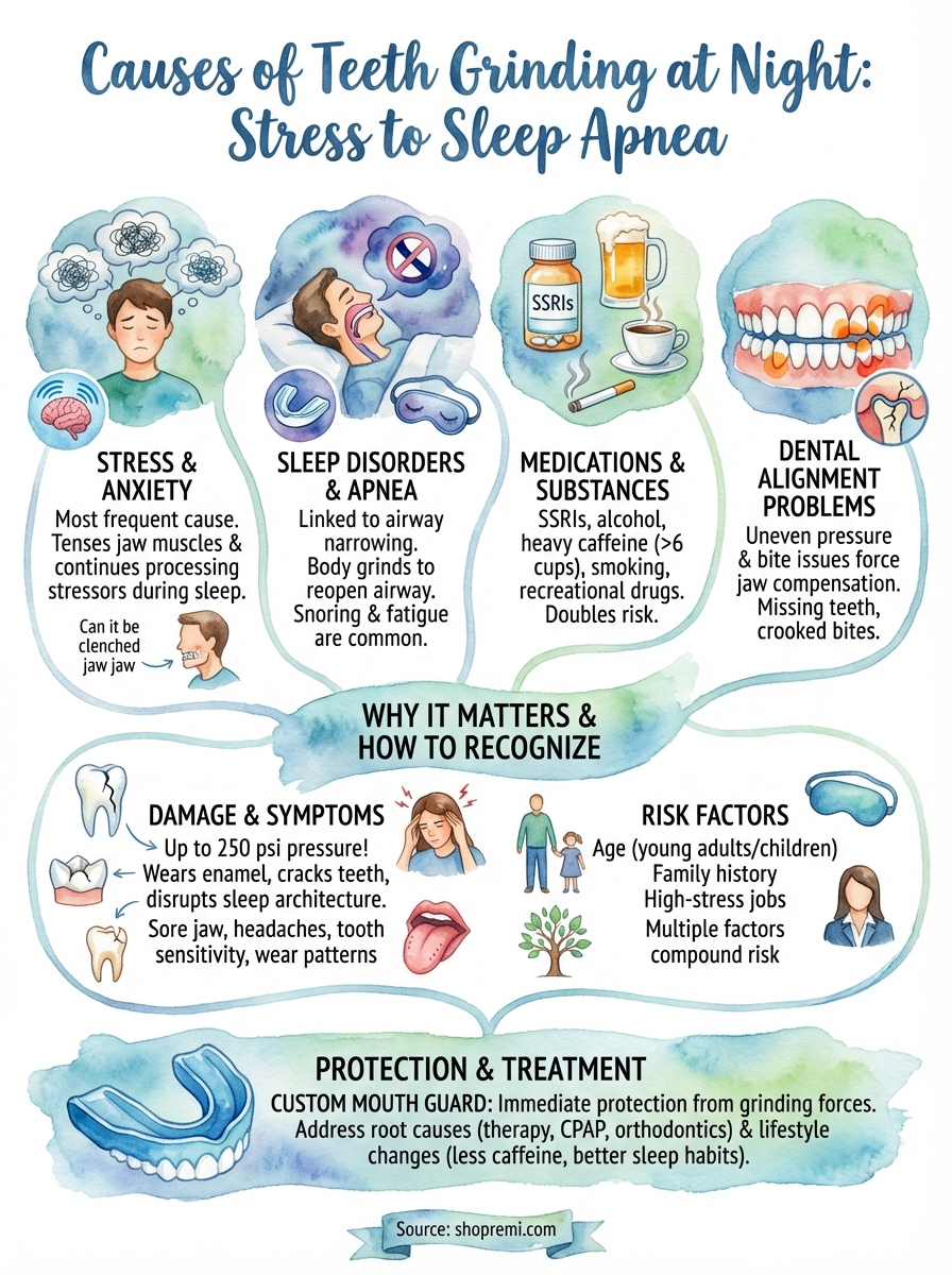 Causes of Teeth Grinding at Night: Stress to Sleep Apnea