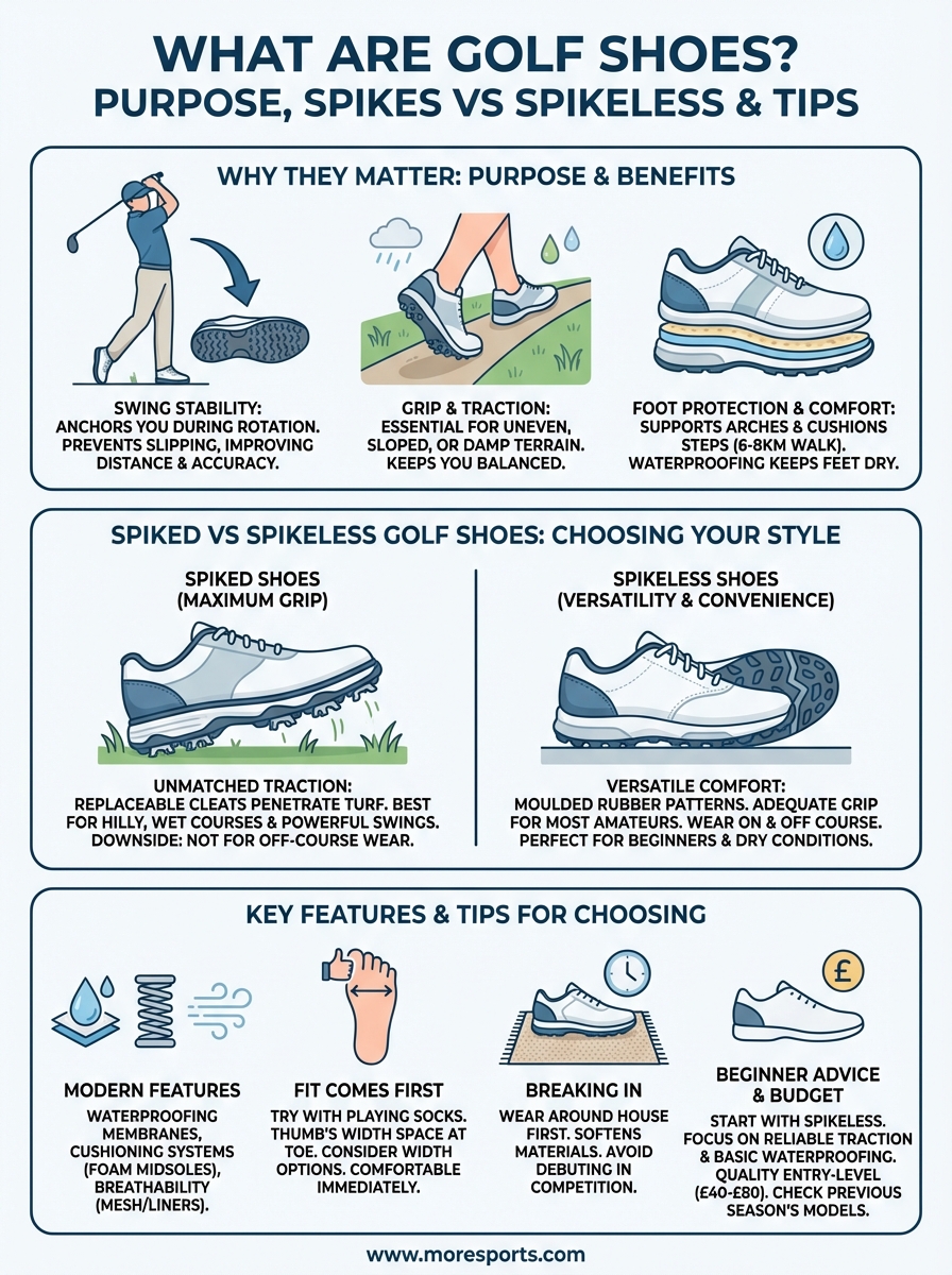 What Are Golf Shoes? Purpose, Spikes Vs Spikeless & Tips – More Sports
