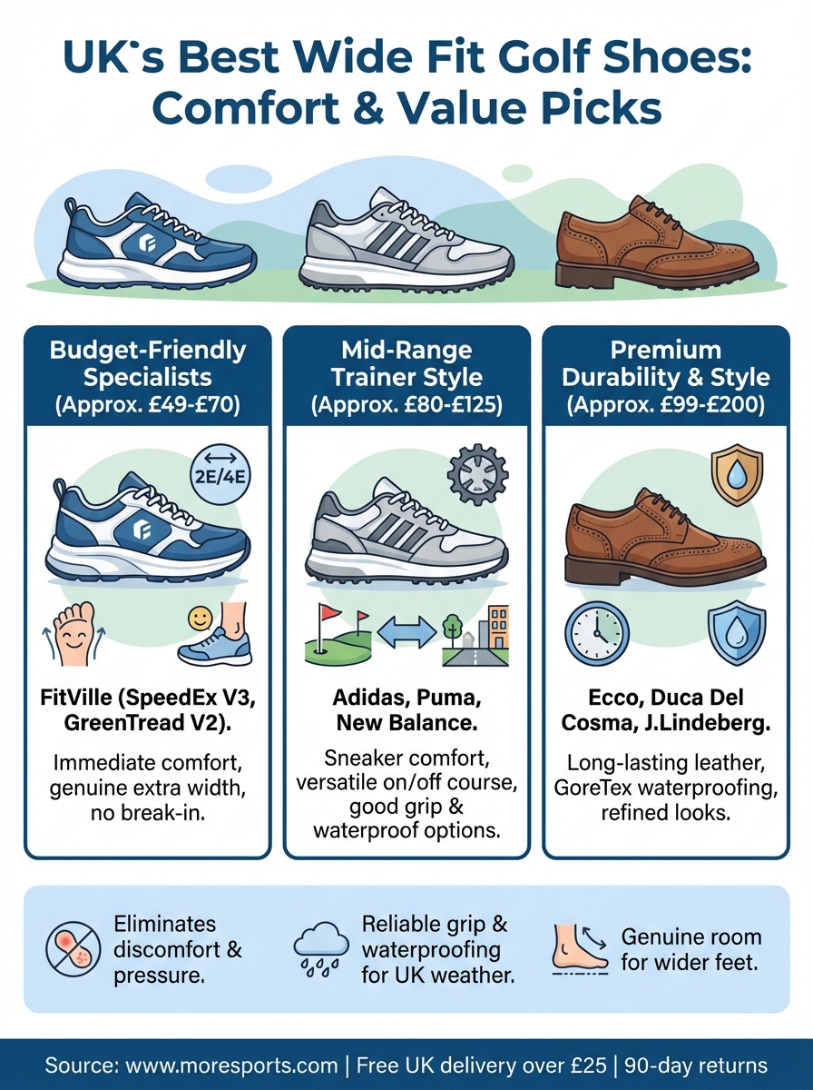 Wide Fit Golf Shoes UK: 11 Best Picks for Comfort & Value – More Sports