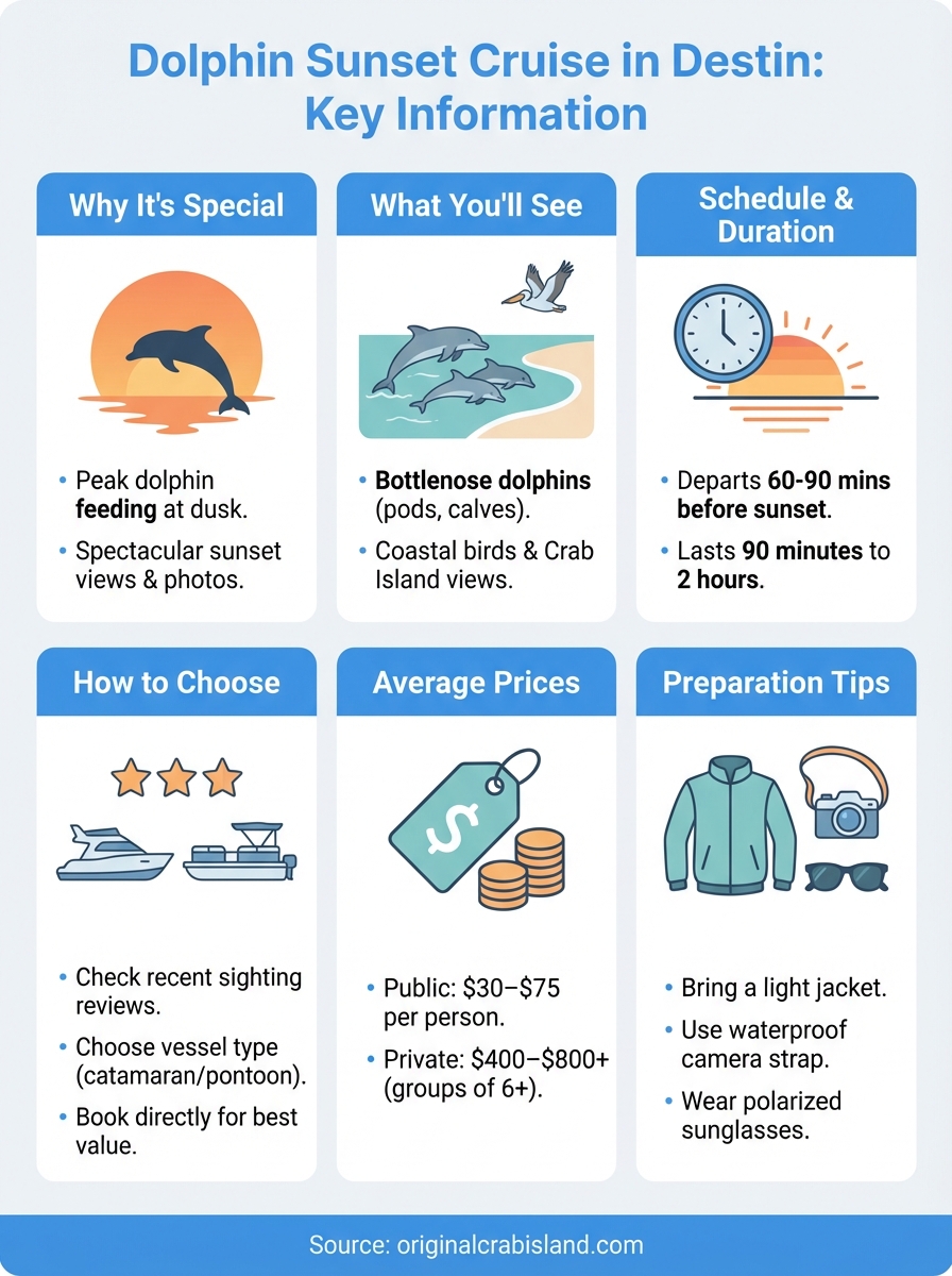 Dolphin Sunset Cruise in Destin: Best Tours, Times, Prices - Crab Island