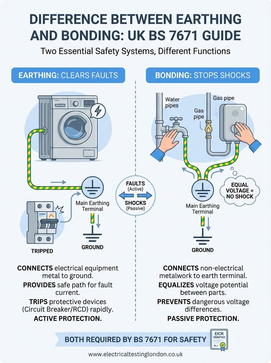 Difference Between Earthing and Bonding: UK BS 7671 Guide | Electrical ...
