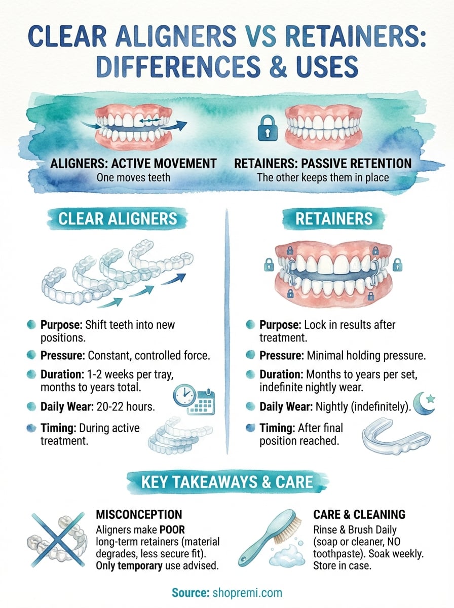 Clear Aligners vs Retainers: Differences, Uses, And Timing