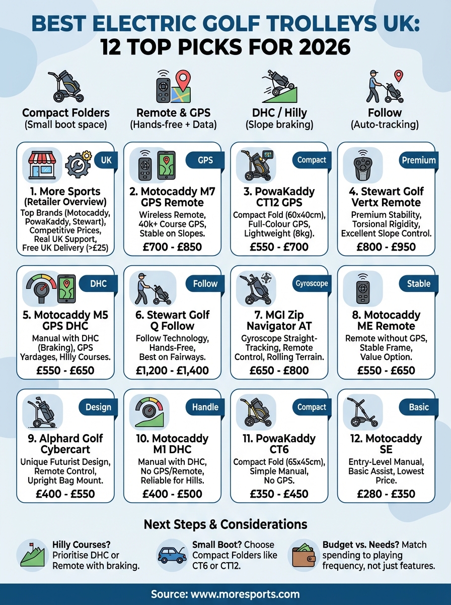 Best Electric Golf Trolleys UK: 12 Top Picks For 2026 – More Sports
