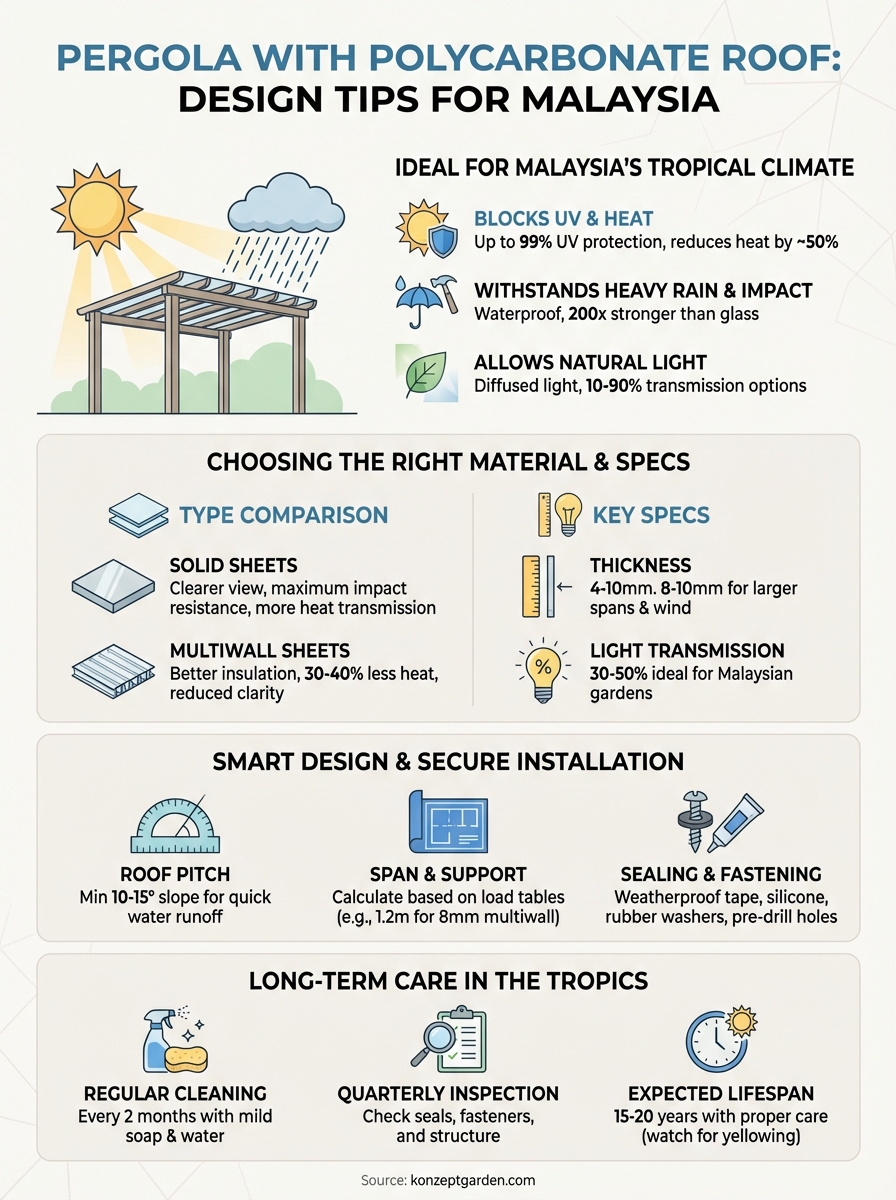 Pergola With Polycarbonate Roof: Design Tips for Malaysia | Konzept Garden