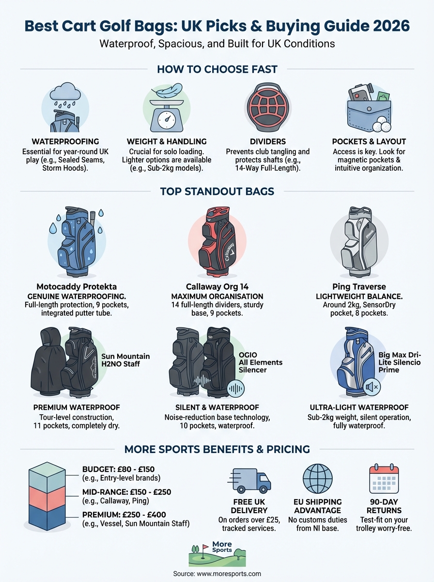 12 Best Cart Golf Bags: Waterproof, Spacious UK Picks 2026 – More Sports