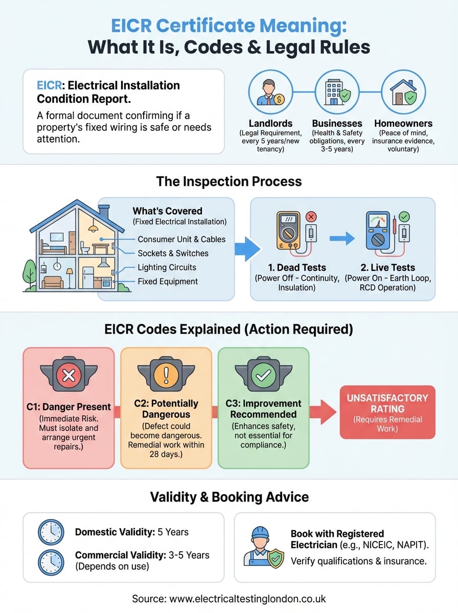 EICR Certificate Meaning: What It Is, Codes & Legal Rules | Electrical ...