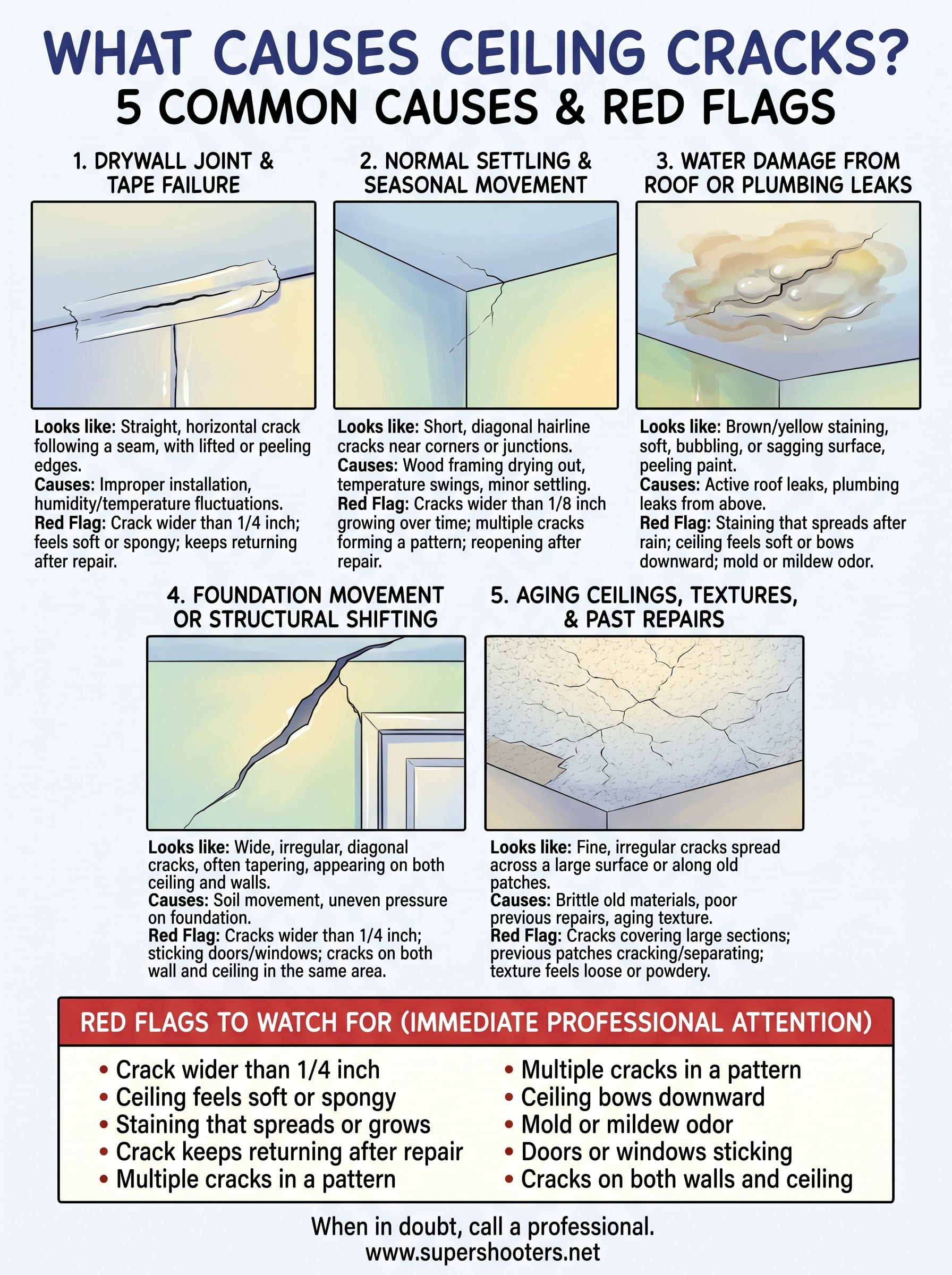 What Causes Ceiling Cracks? 5 Common Causes & Red Flags